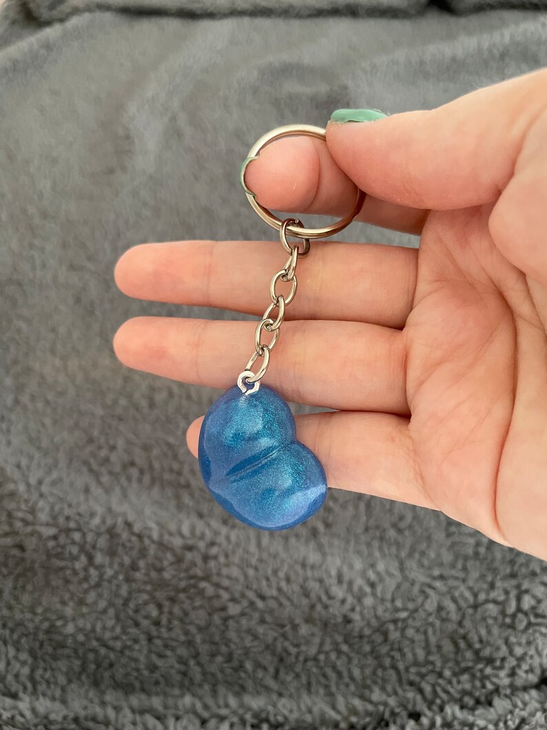 Heart Handmade Epoxy Resin Keyring, Medium, Blue Shimmer - Etsy