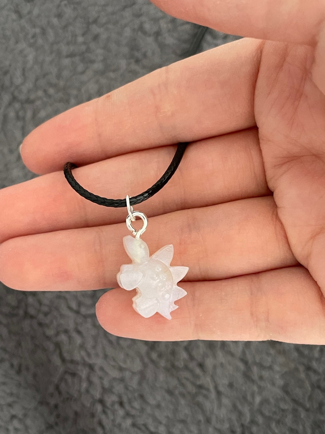 Dinosaur Handmade Epoxy Resin Necklace, Small, Pearlescent Blue, End of ...