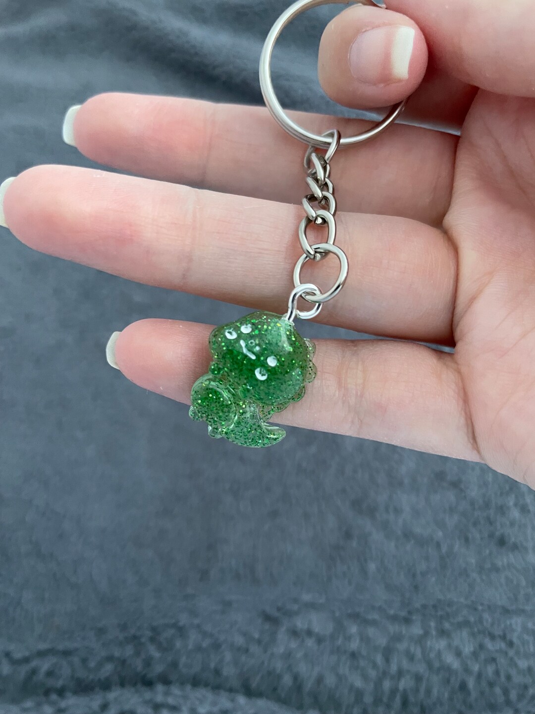 Dinosaur Handmade Epoxy Resin Keyring, Small, Cartoon, Green Fine ...