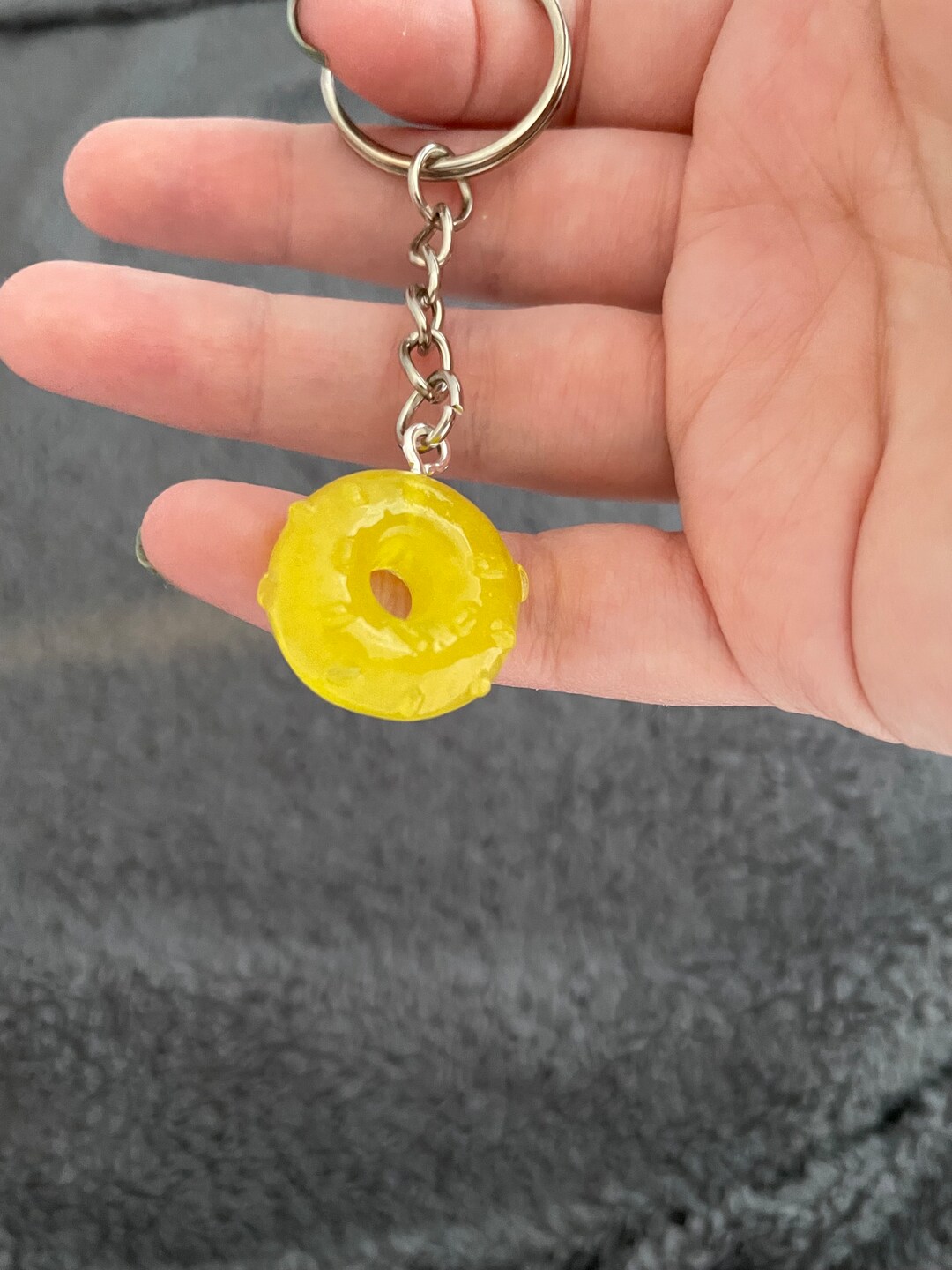 Donut Handmade Epoxy Resin Keyring, Small, Yellow Shimmer - Etsy