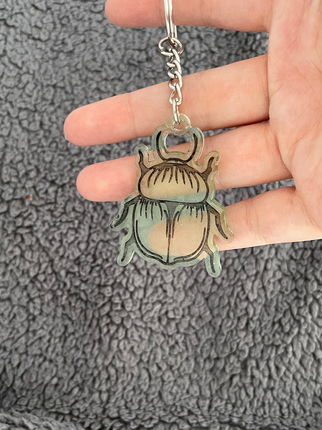 Bug Resin Keyring Light Green Shimmer - Etsy
