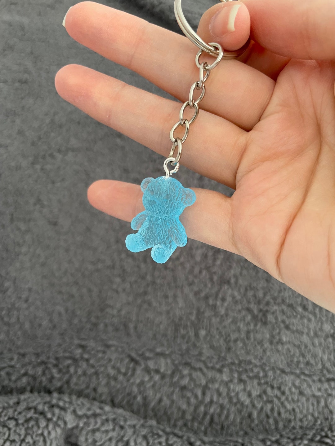Teddy Bear Handmade Epoxy Resin Keyring, Realistic, Blue - Etsy