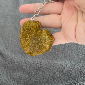 Heart Handmade Epoxy Resin Keyring, Large, Chunky, Gold Fine Glitter - Etsy
