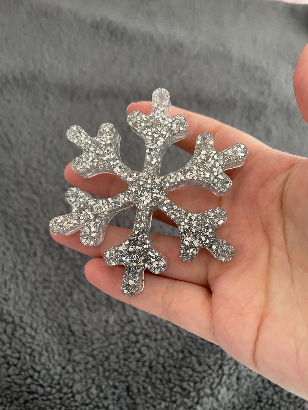 Snowflake Handmade Epoxy Resin Christmas Tree Decoration, Large, Silver ...