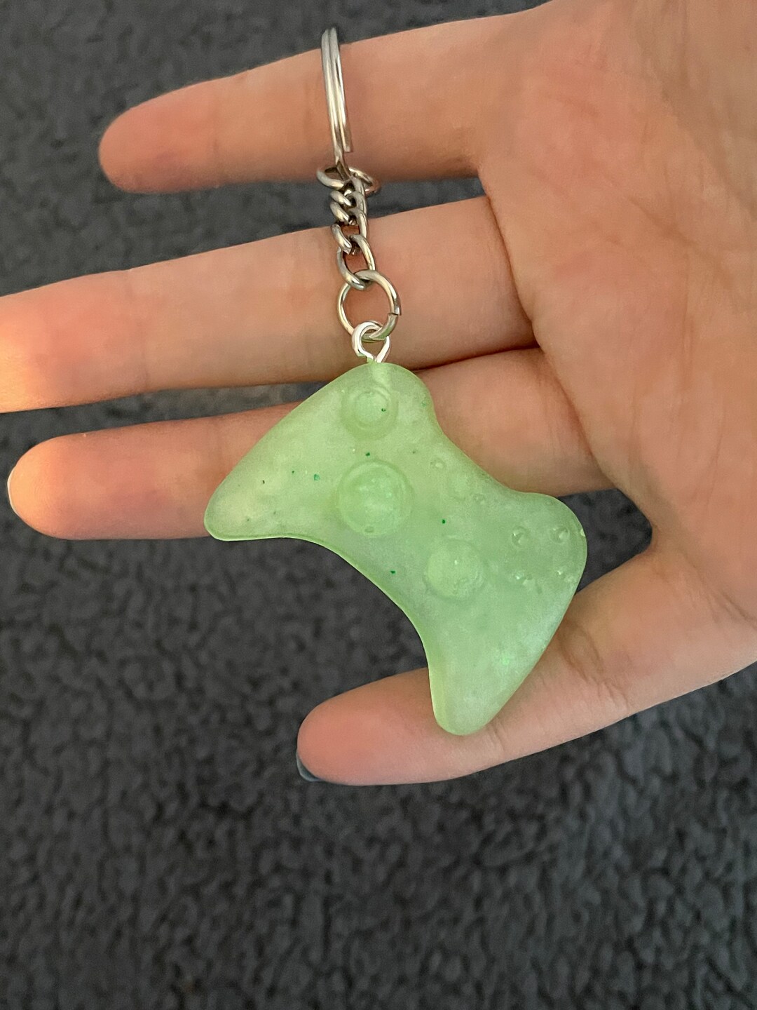 Gaming Controller Handmade Epoxy Resin Keyring, Chunky, Glow in the ...