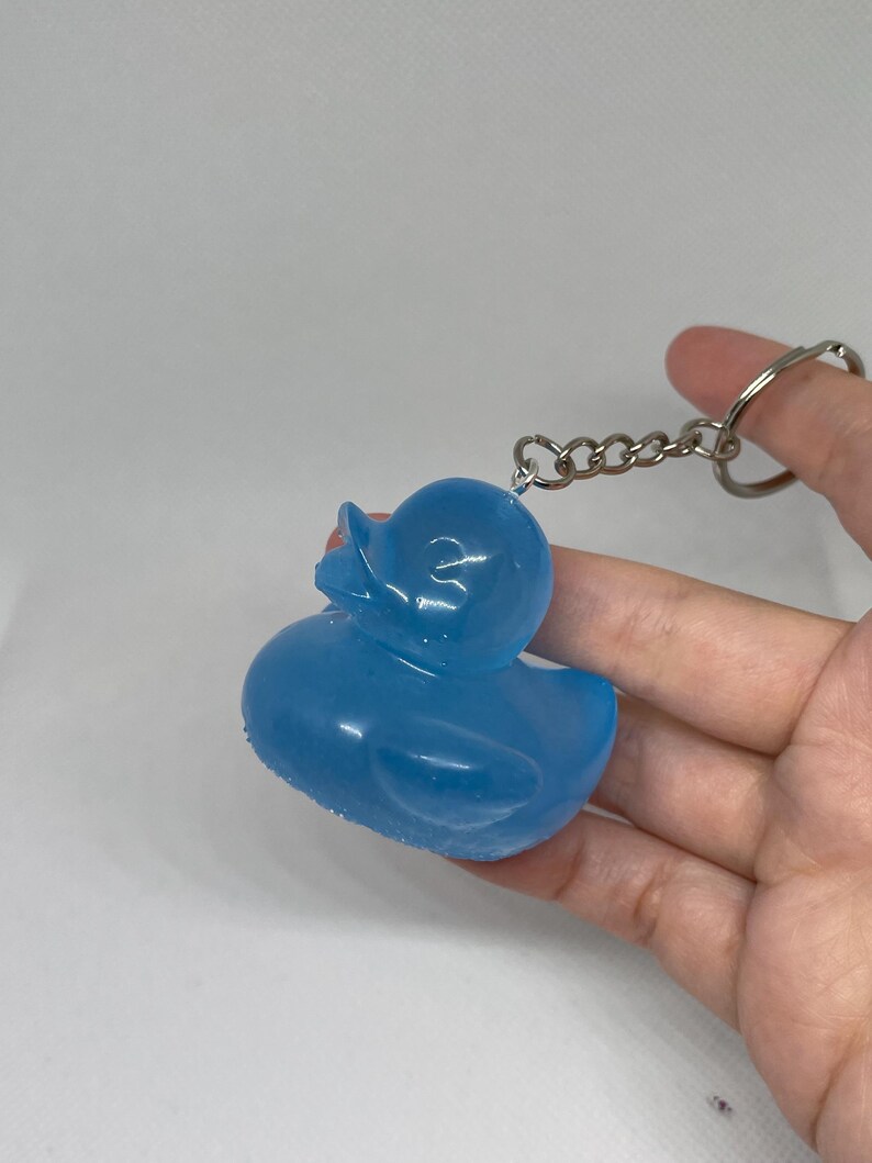 Glow in the Dark Blue Handmade Epoxy Resin Rubber Duck Keyring - Etsy
