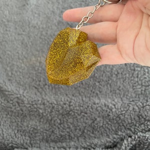 Heart Handmade Epoxy Resin Keyring, Large, Chunky, Gold Fine Glitter - Etsy