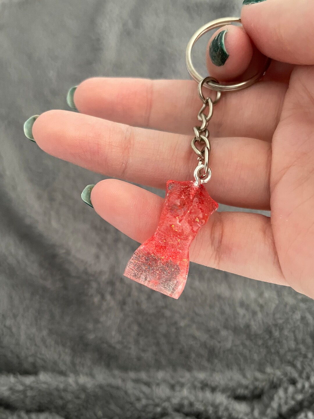 Goddess Handmade Epoxy Resin Keyring, Slim, Red Fine Glitter - Etsy