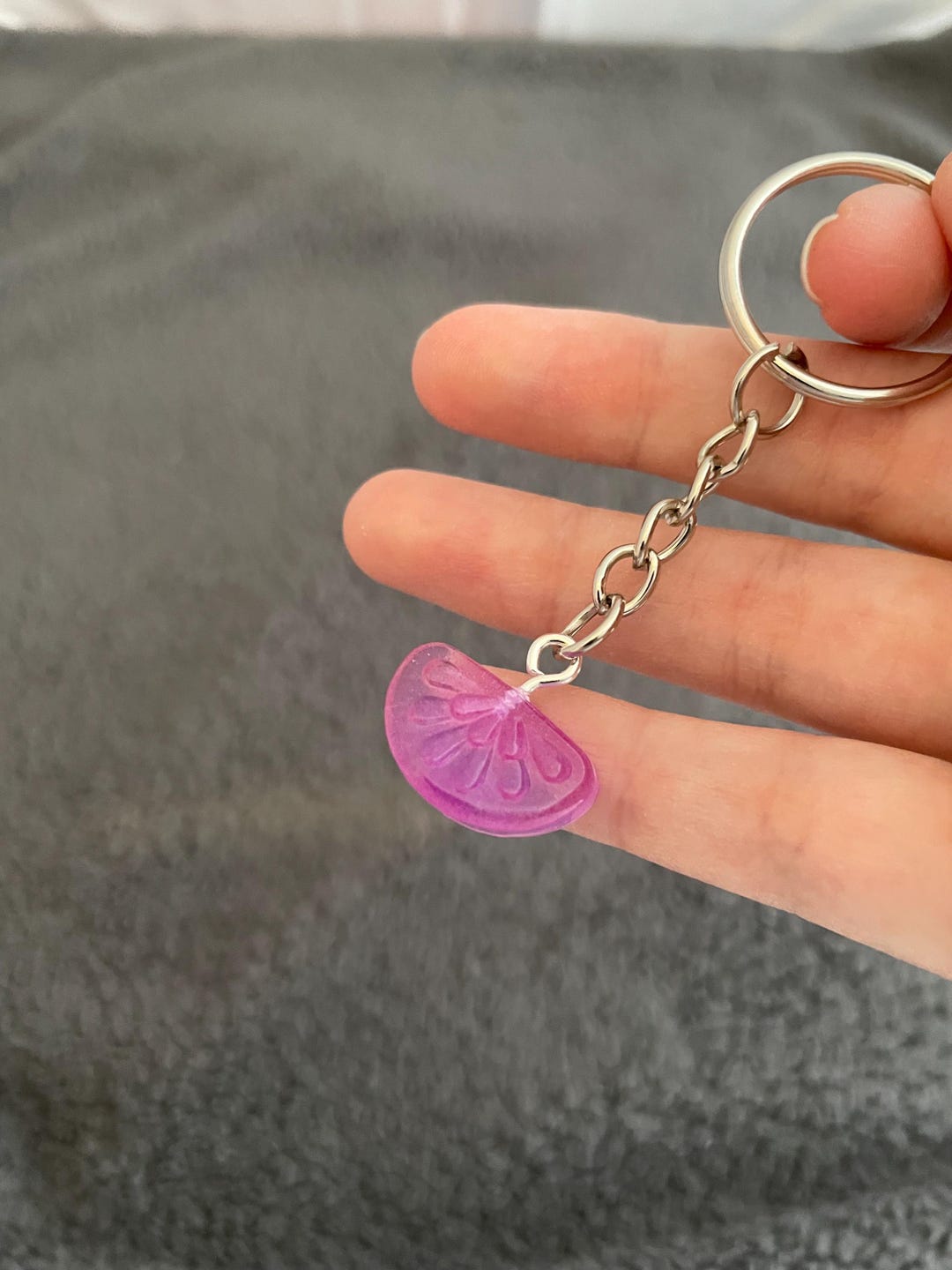 Fruit Slice Handmade Epoxy Resin Keyring, Glow in the Dark Purple - Etsy