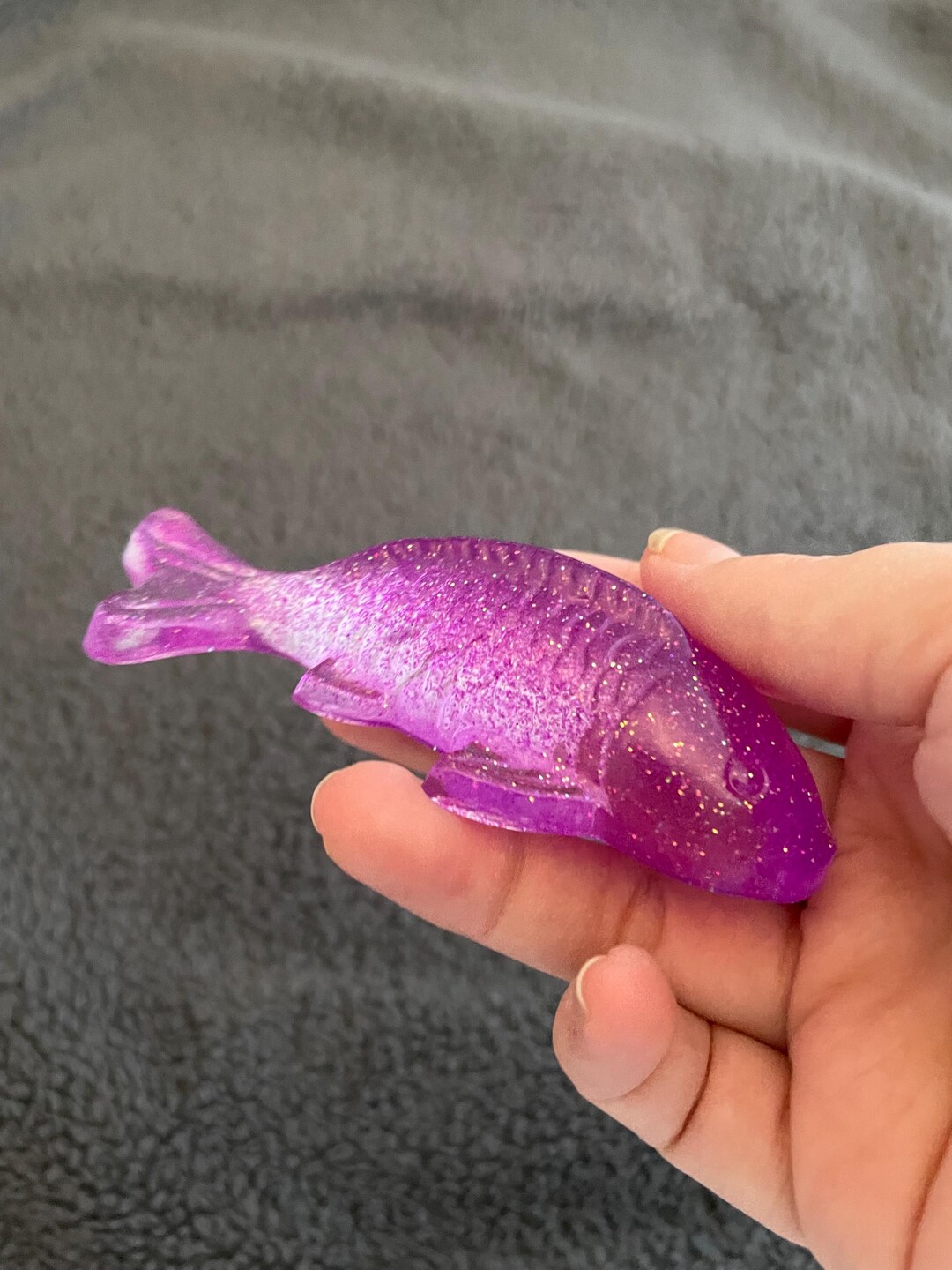 Koi Fish Handmade Epoxy Resin Ornament, Medium, Bright Purple Fine ...