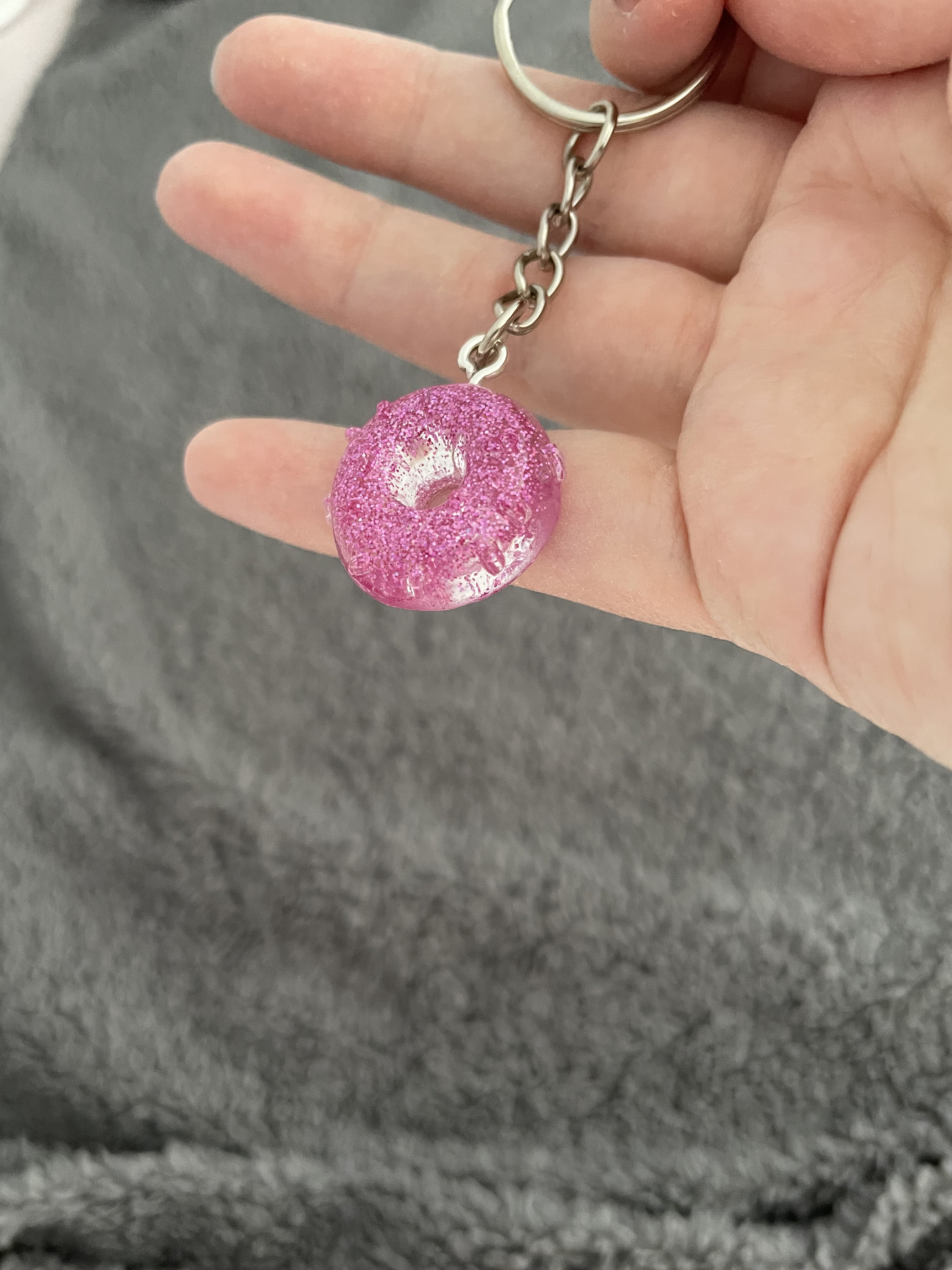 Donut Resin Keyring, Small, Pink Glitter - Etsy