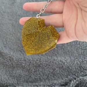 Heart Handmade Epoxy Resin Keyring, Large, Chunky, Gold Fine Glitter - Etsy