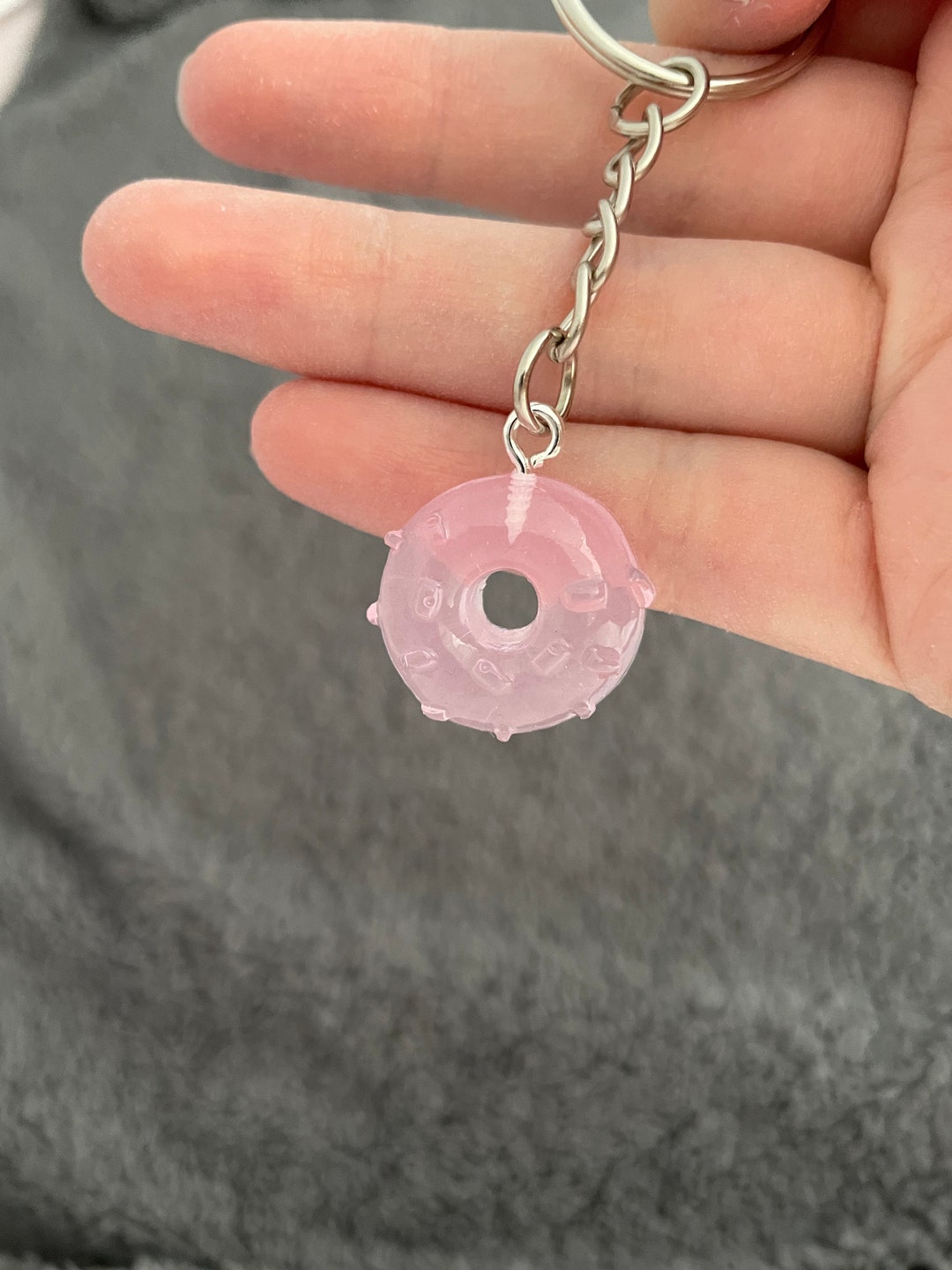Donut Handmade Epoxy Resin Keyring, Small, Light Pink - Etsy