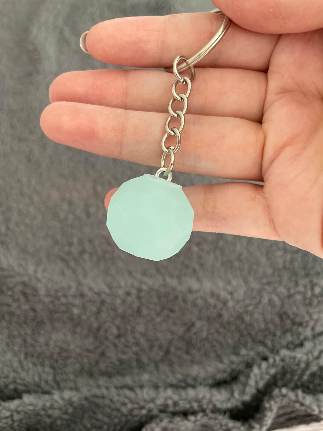 Sphere Handmade Epoxy Resin Keyring, Geometric, Light Blue Green - Etsy