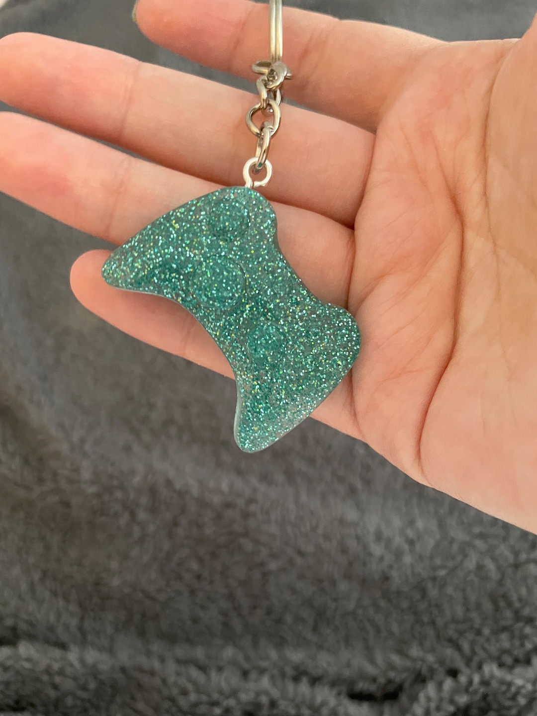Gaming Controller Handmade Epoxy Resin Keyring, Chunky, Aqua Fine ...