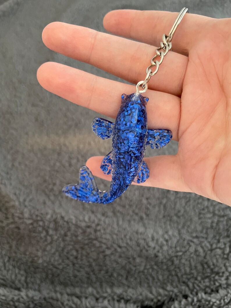 Koi Fish Resin Keyring, Large, Blue Glitter - Etsy