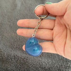 Heart Handmade Epoxy Resin Keyring, Medium, Blue Shimmer - Etsy