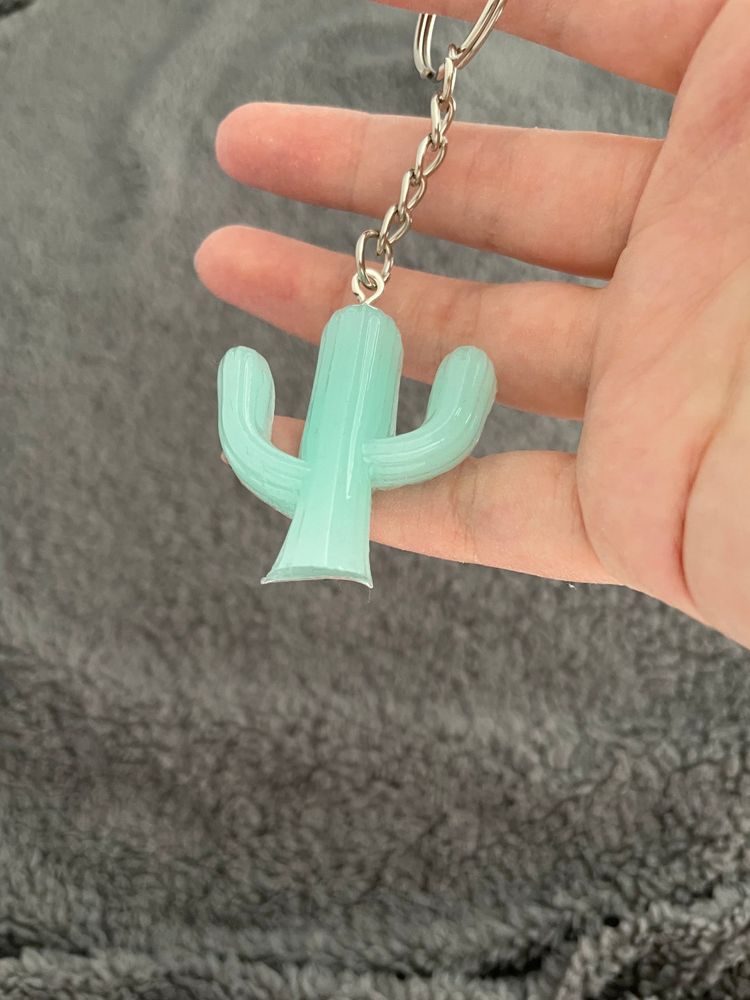 Cactus Handmade Epoxy Resin Keyring, Light Green - Etsy