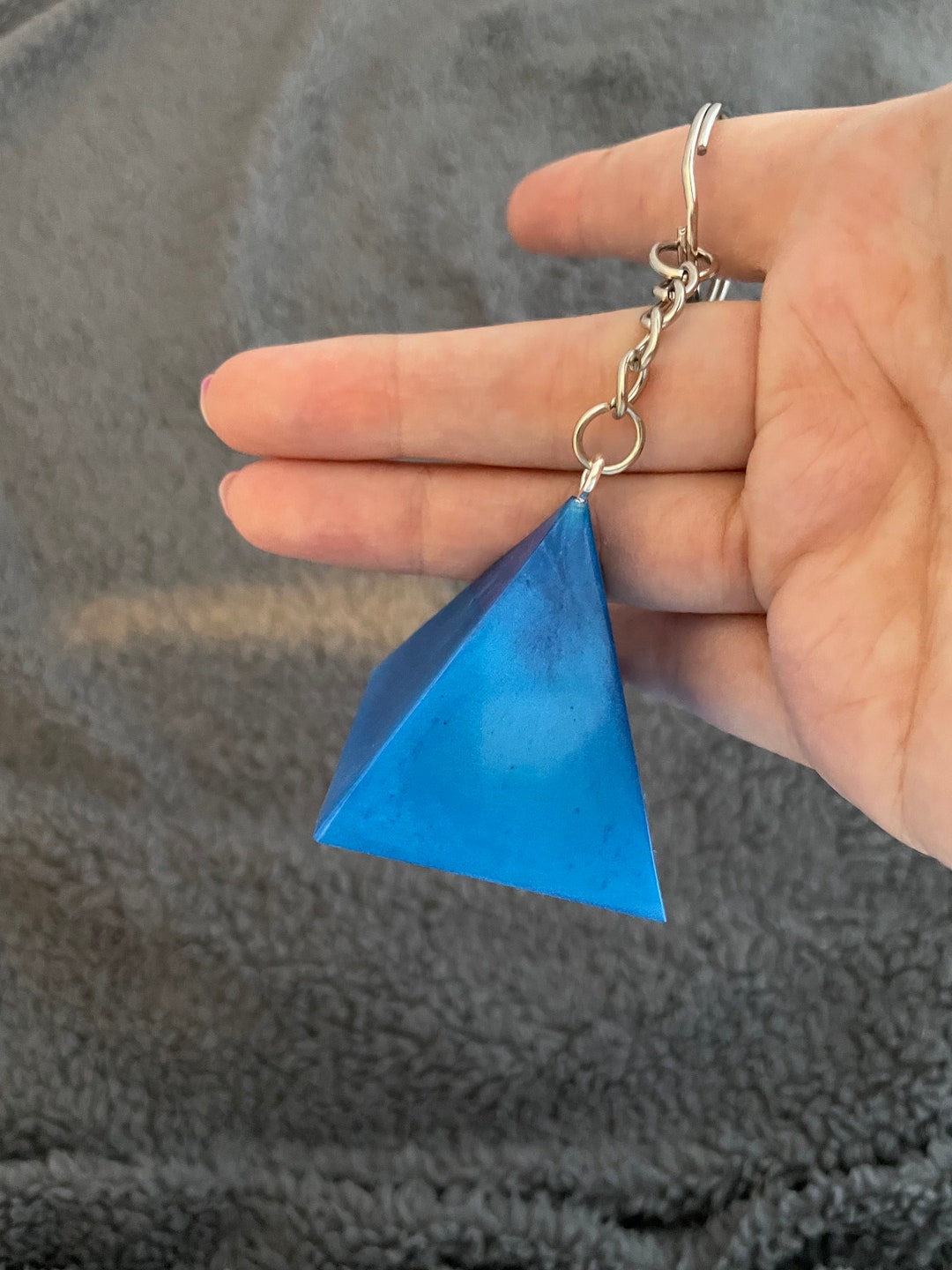 Pyramid Handmade Epoxy Resin Keyring, Blue Shimmer, End of Line - Etsy