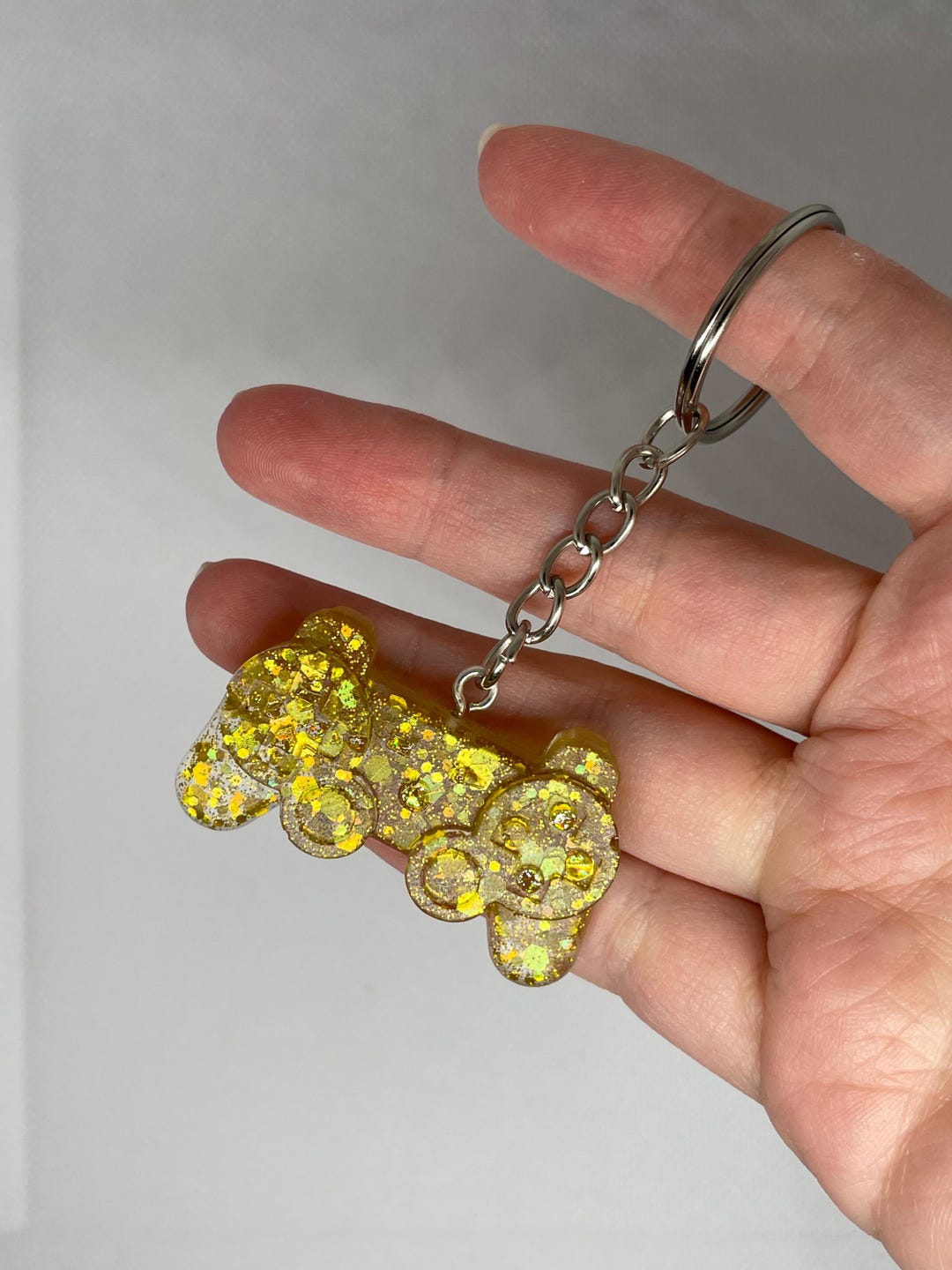 Gold Glittery Handmade Epoxy Resin Gaming Controller Keyring (imperfect ...