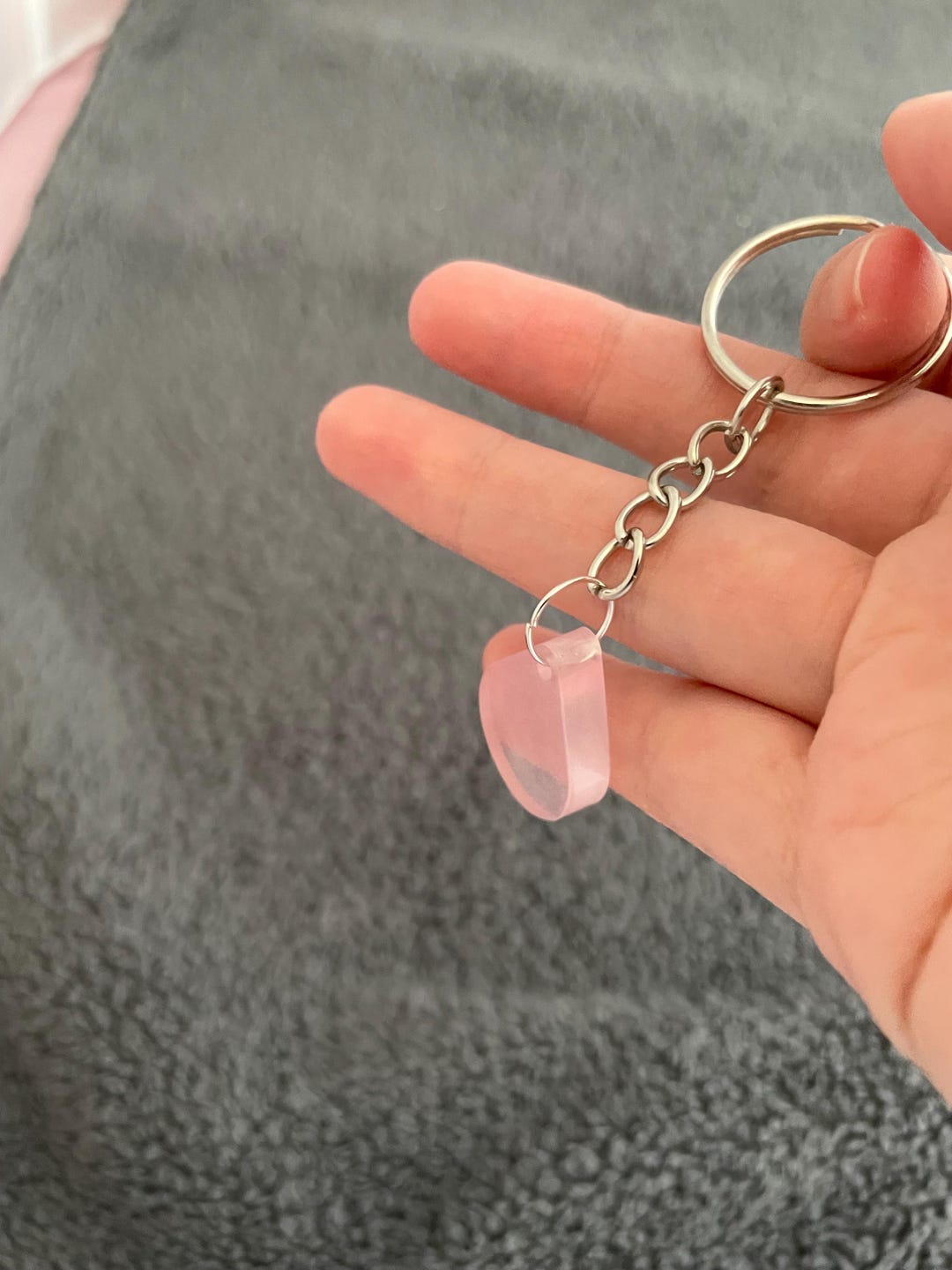 Teardrop Handmade Epoxy Resin Keyring, Small, Light Pink Shimmer - Etsy