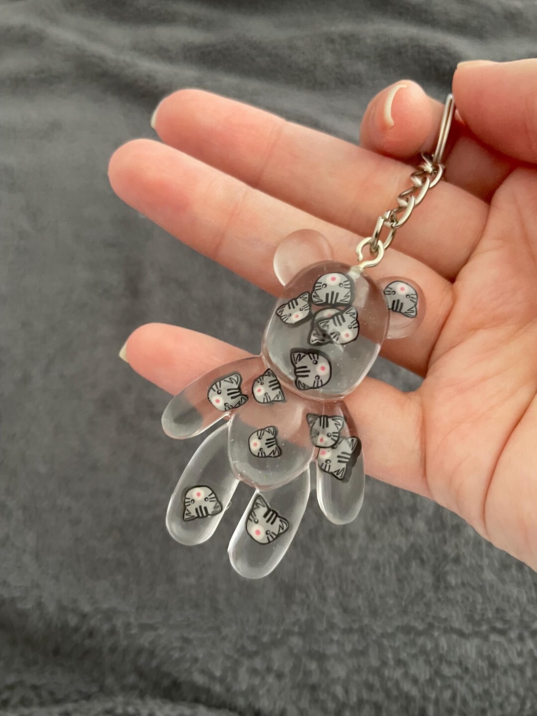 Teddy Bear Handmade Epoxy Resin Keyring, Medium, Standing, IMPERFECT ...