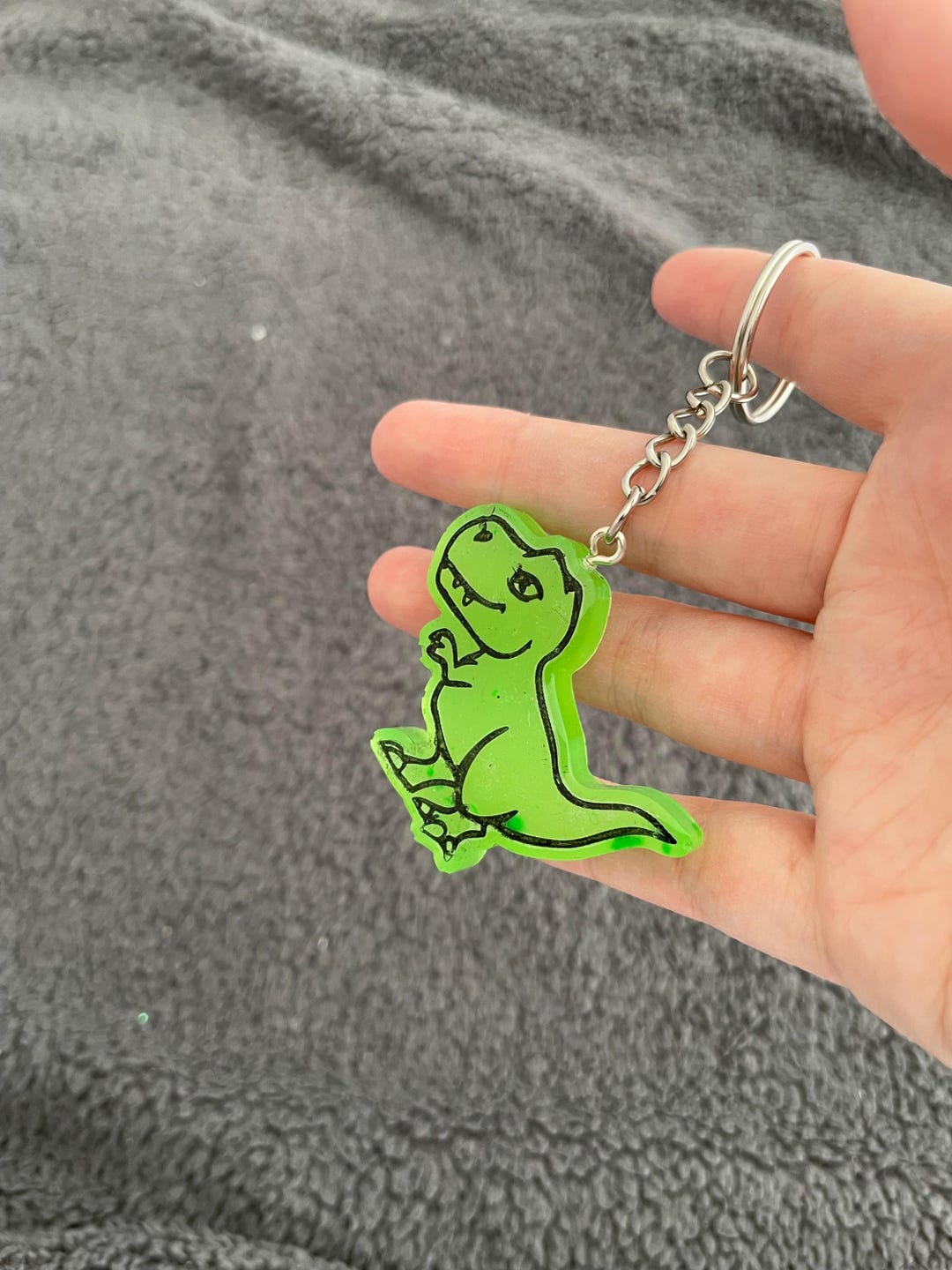 Dinosaur Handmade Epoxy Resin Keyring, Large, Detailed, IMPERFECT ...