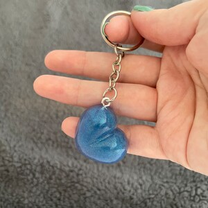Heart Handmade Epoxy Resin Keyring, Medium, Blue Shimmer - Etsy