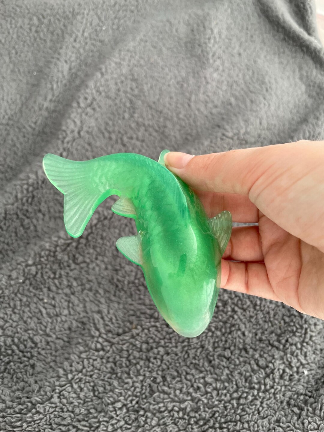 Koi Fish Handmade Epoxy Resin Ornament, Large, Emerald Green Shimmer - Etsy
