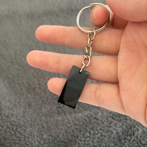 Rectangle Handmade Epoxy Resin Keyring, Extra Small, IMPERFECT, Black ...