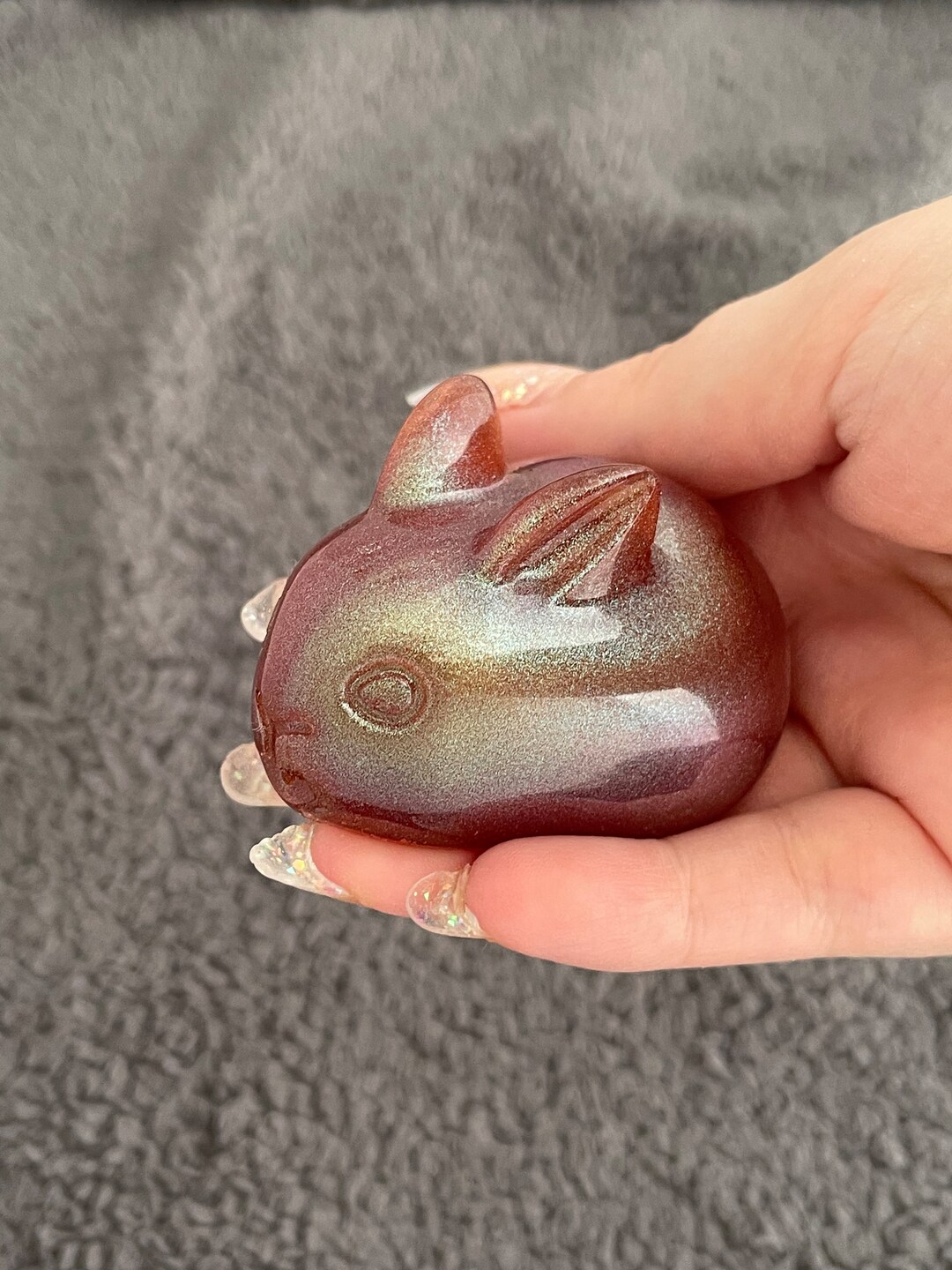 Rounded Bunny Resin Ornament, Metallic Shimmer - Etsy