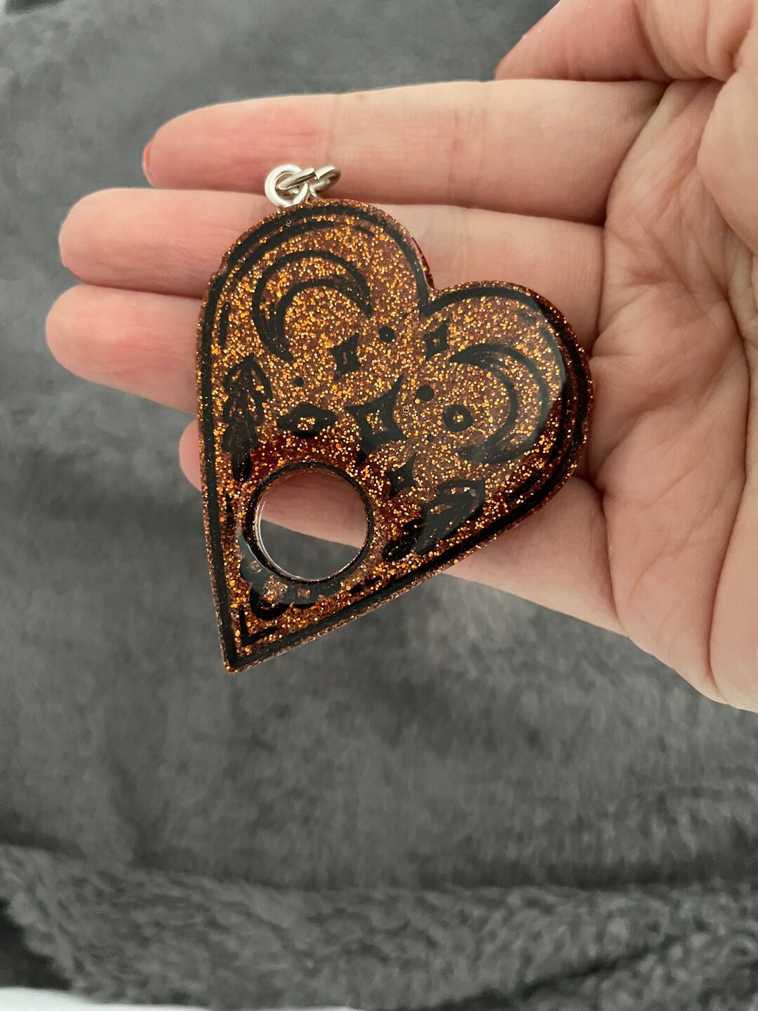 Planchette Resin Keyring, Large, Dark Orange Glitter - Etsy