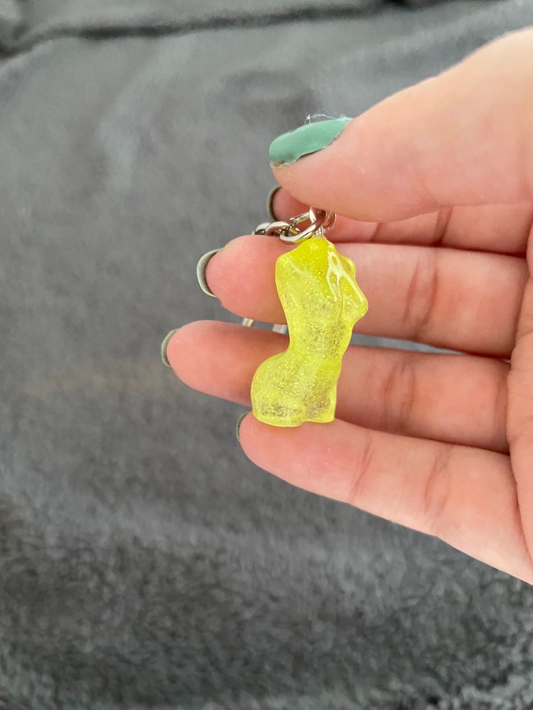 Goddess Handmade Epoxy Resin Keyring, Slim, Yellow Fine Glitter - Etsy