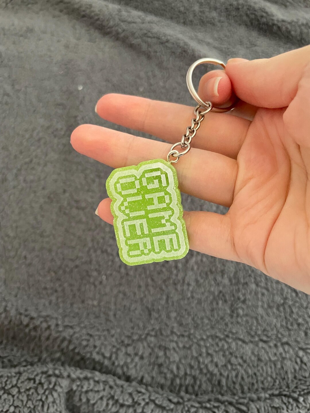 Game Over Handmade Epoxy Resin Keyring, IMPERFECT, Green and White - Etsy