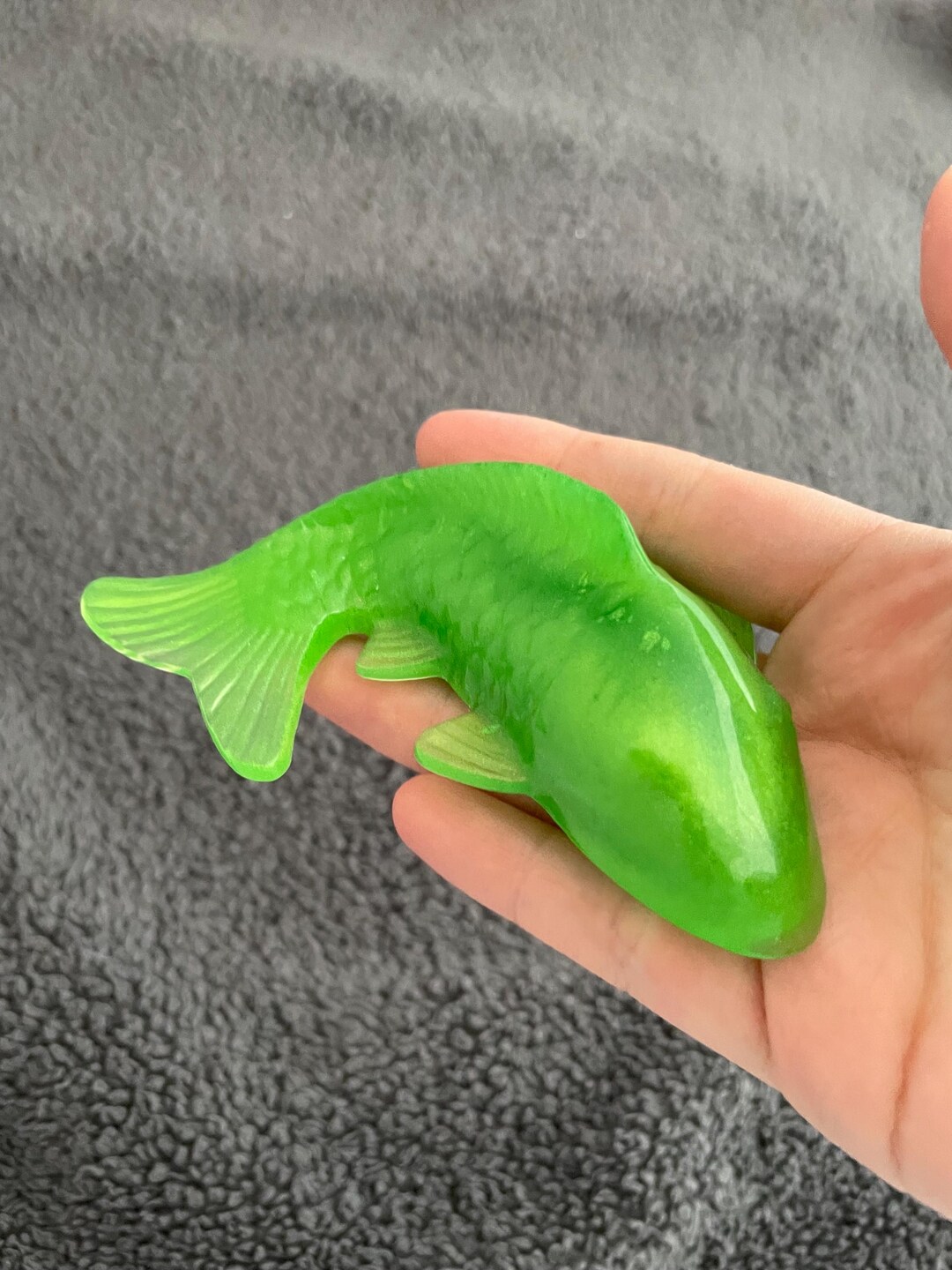 Koi Fish Handmade Epoxy Resin Ornament, Large, Bright Green Shimmer - Etsy
