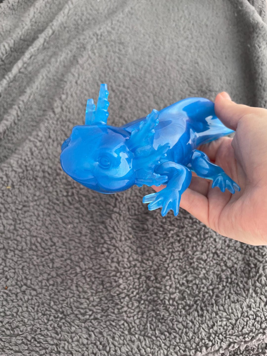 Large Axolotl Handmade Epoxy Resin Ornament, Shimmery Blue, IMPERFECT ...