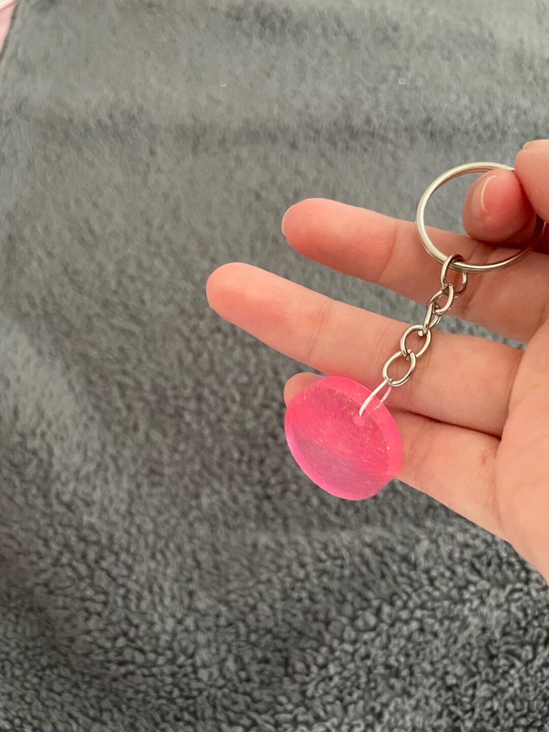 Circle Handmade Epoxy Resin Keyring, Small, Bright Pink Fine Glitter - Etsy