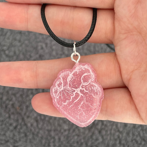 Resin Heart Necklace - Etsy UK