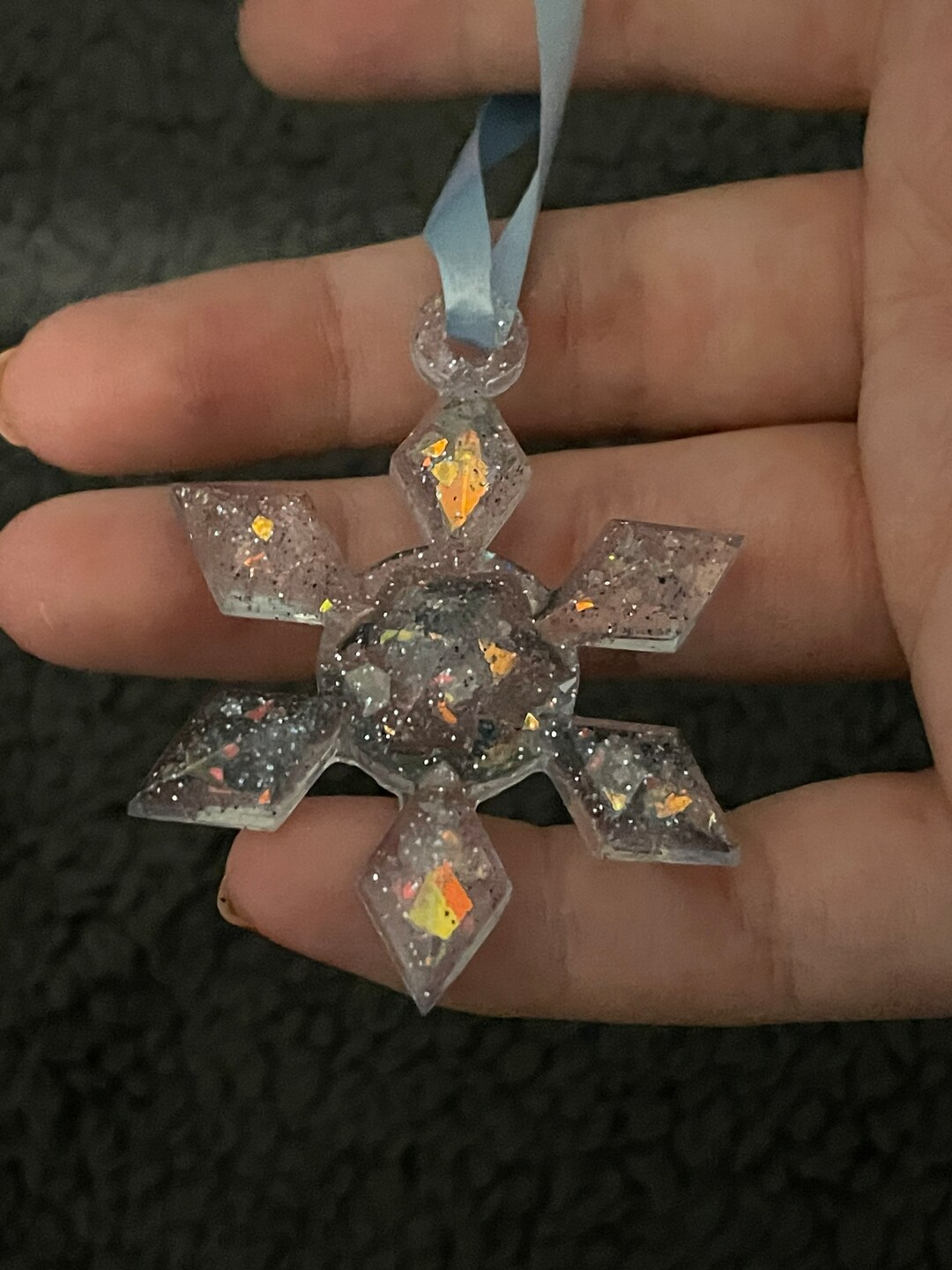 Snowflake Handmade Epoxy Resin Christmas Tree Decoration, Small, Light ...