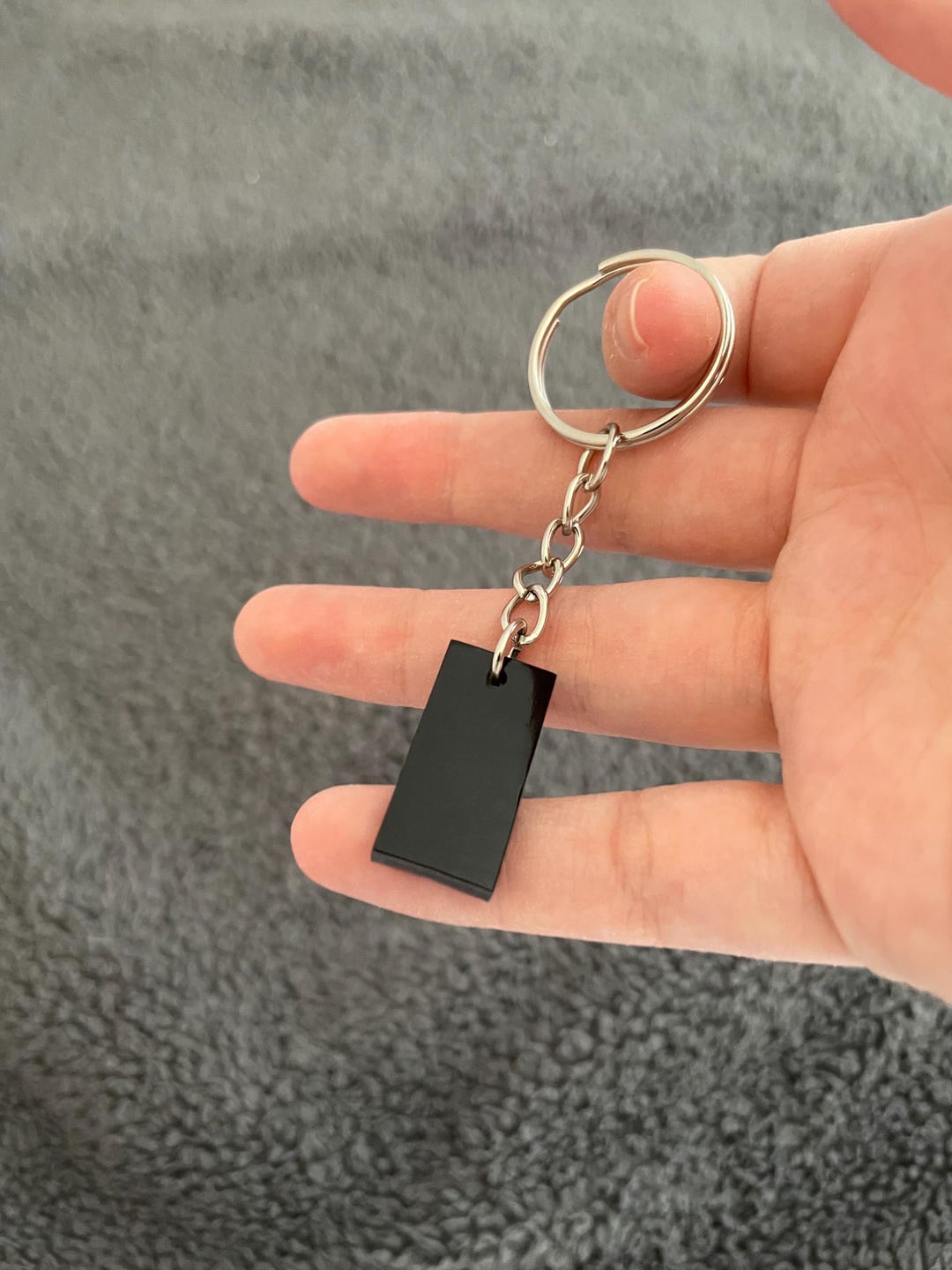 Rectangle Handmade Epoxy Resin Keyring, Extra Small, IMPERFECT, Black ...