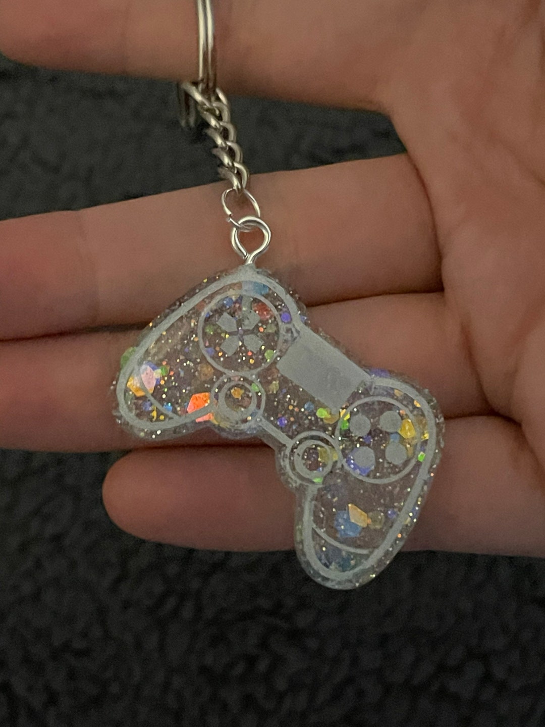 Gaming Controller Handmade Epoxy Resin Keyring, Small, Light Blue ...