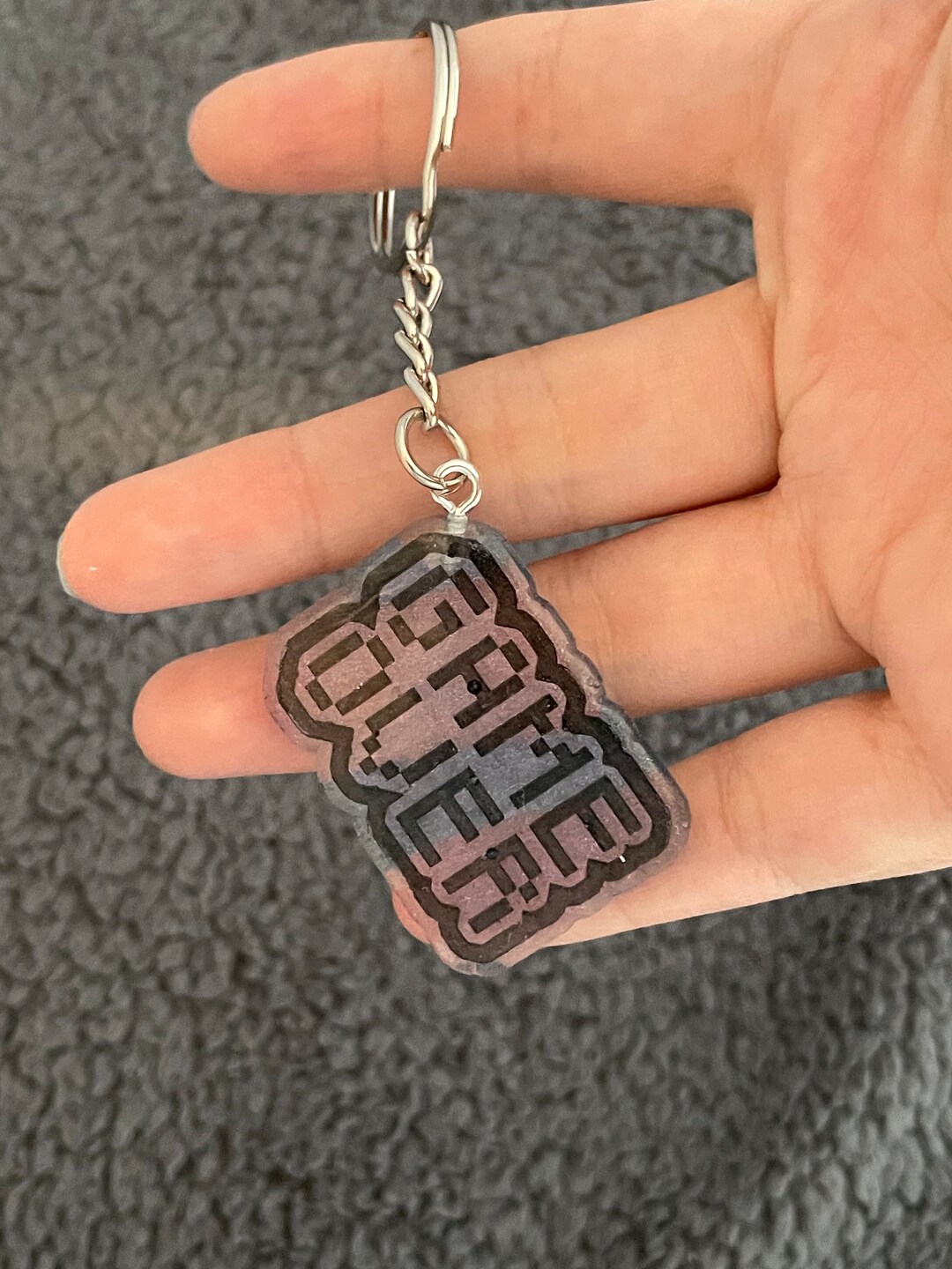 Game Over Handmade Epoxy Resin Keyring, Translucent Blue Purple Shimmer ...