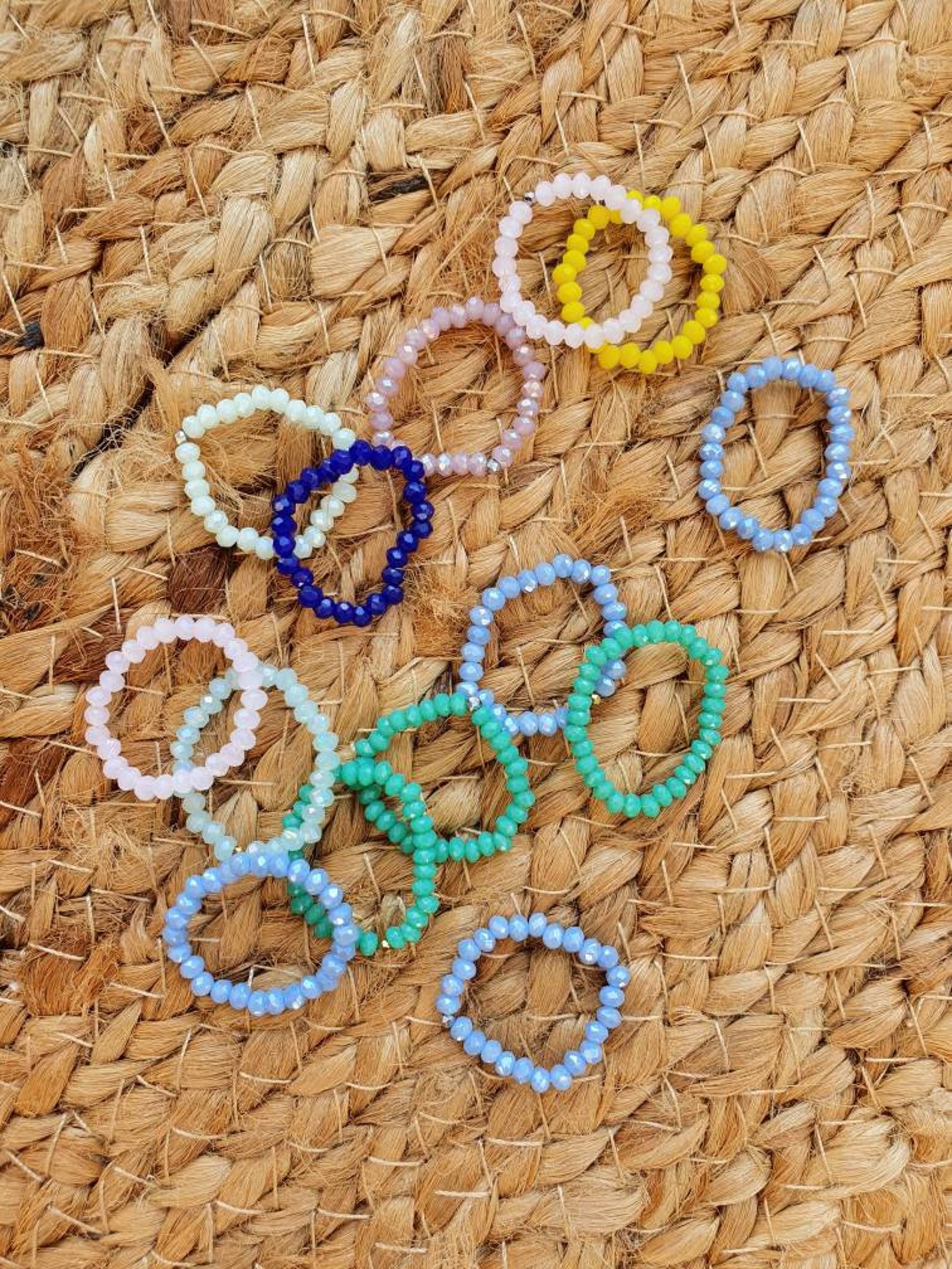 Anxiety Ring Meditation Fidget Spinner Ring Glass Beaded Ring Elastic ...