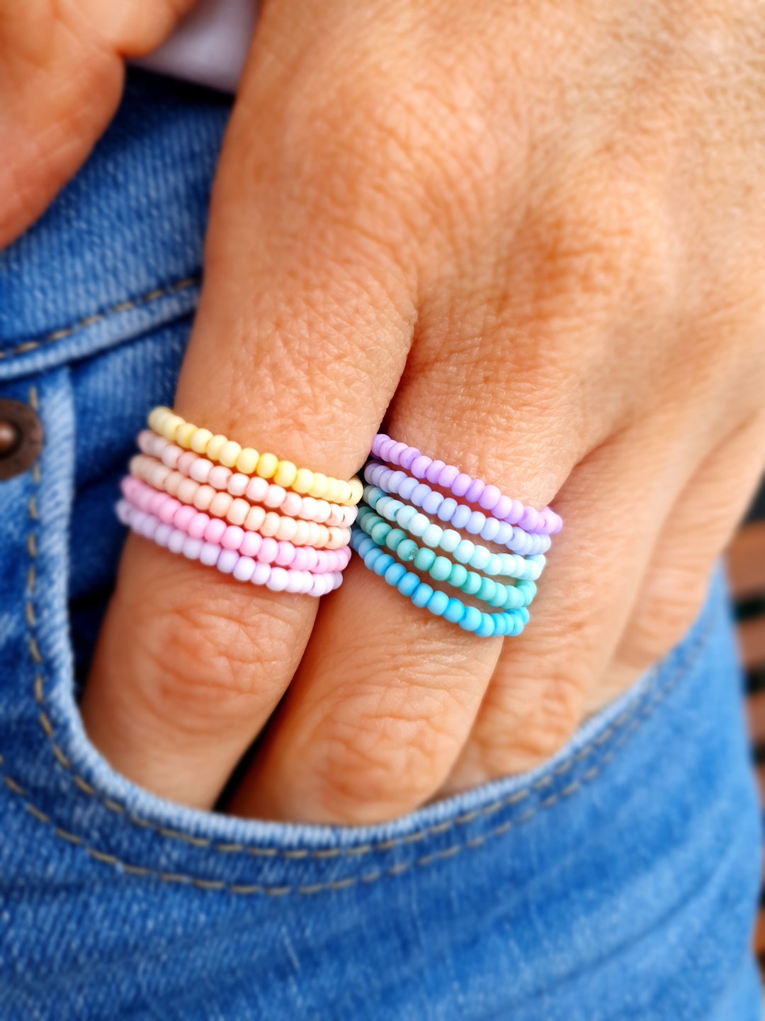 Anxiety Bead Ring Fidget Ring Women Seed Bead Ring Esoteric - Etsy