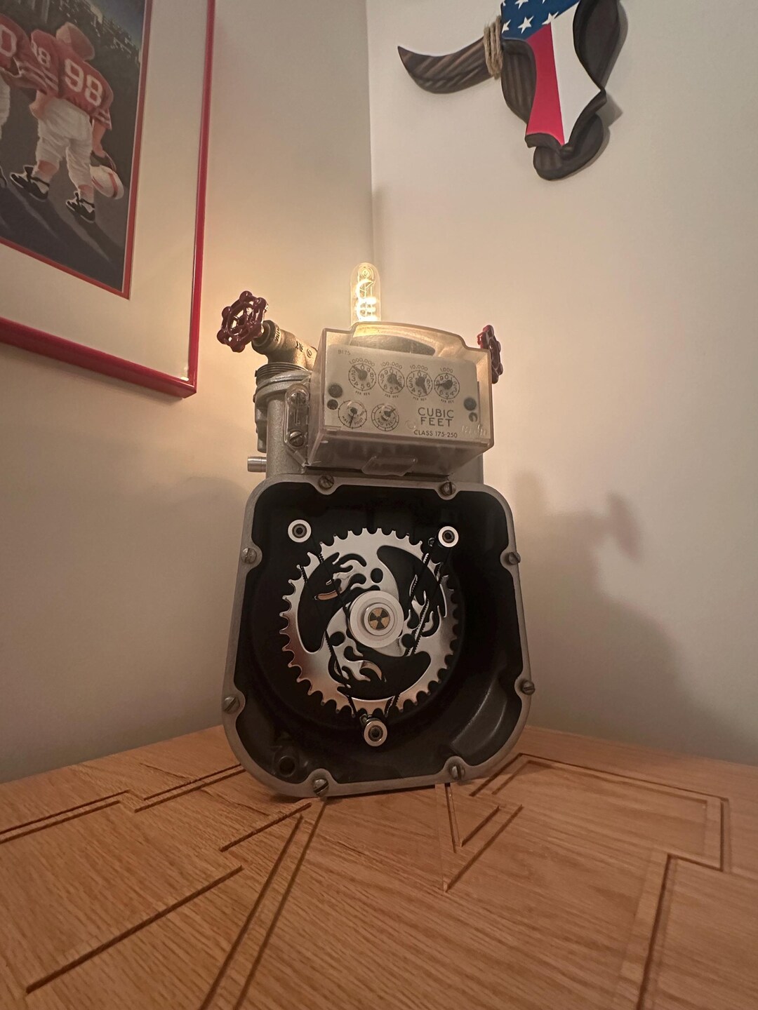 Steampunk, Gas Meter Lamp, Edison, Led, Metal Table Lamp, Industrial ...