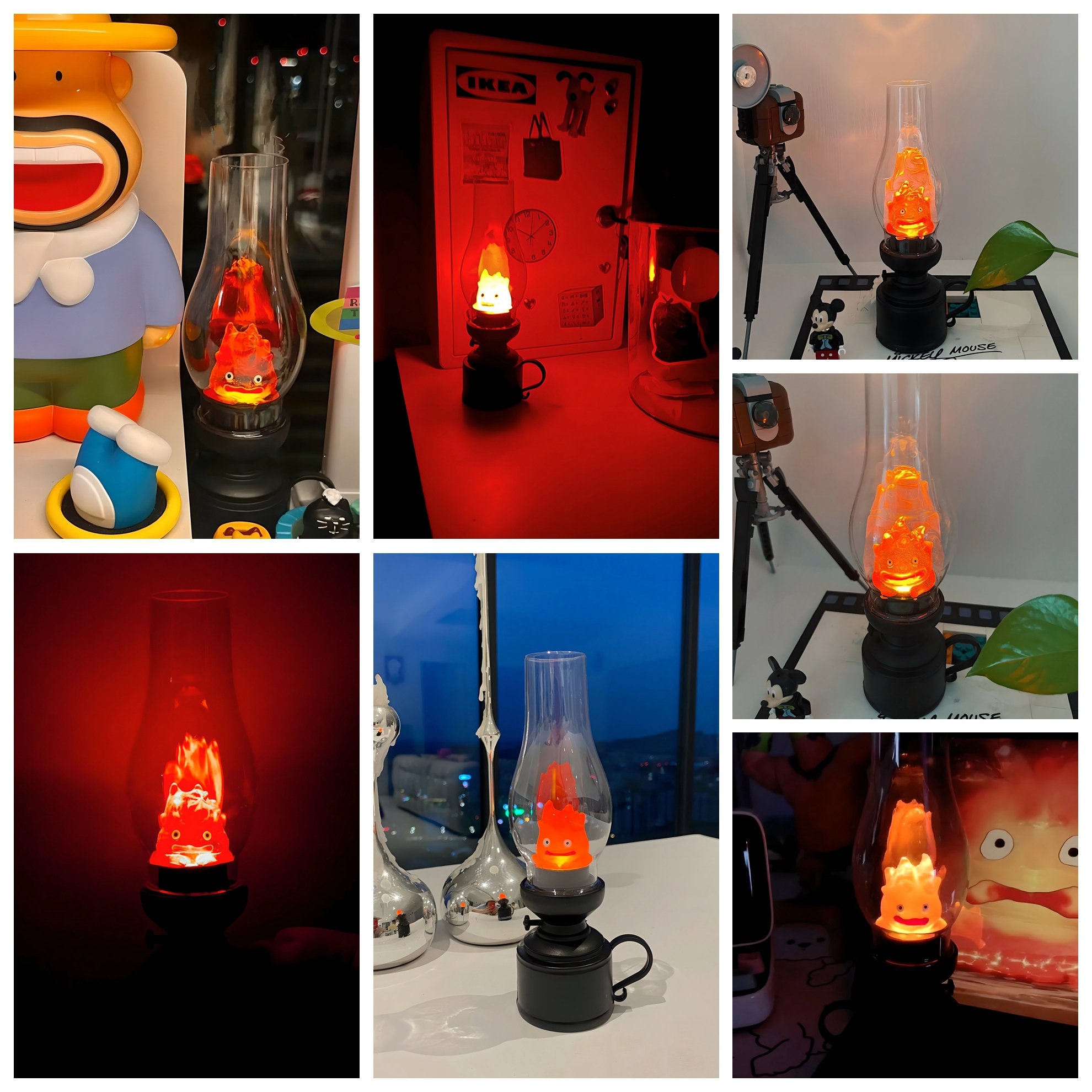 Kawaii Howls Moving Castle Calcifer lámpara de mesa Calcifer Night ...