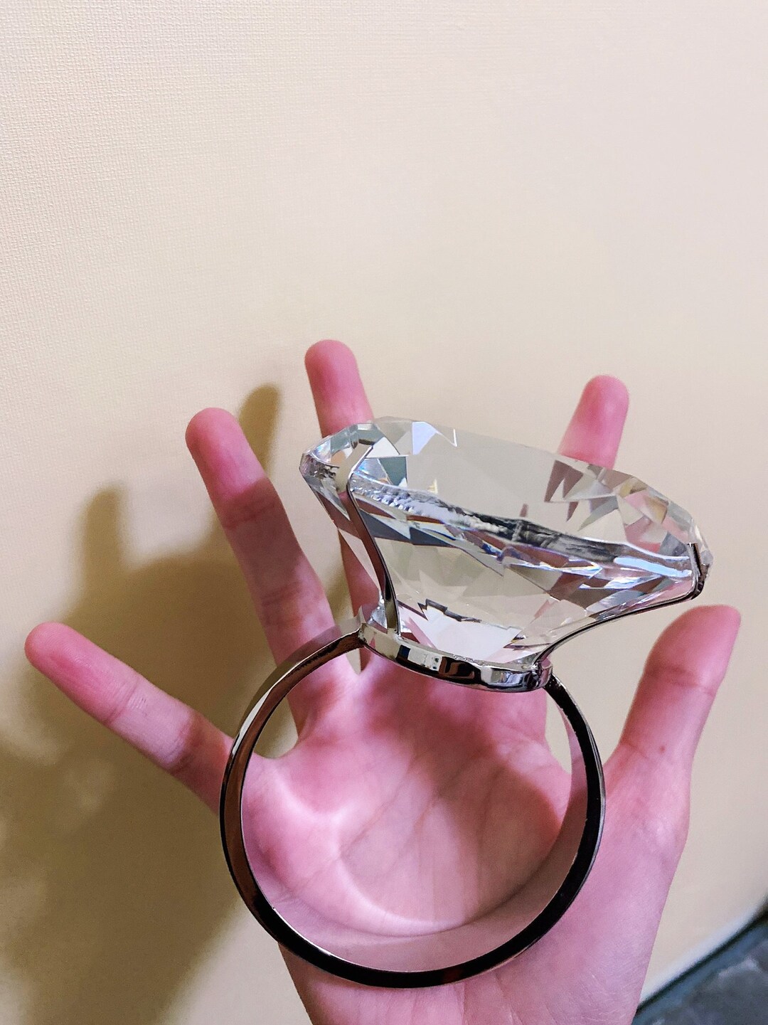 Handmade Oversized Crystal Diamond Ring Exaggerated Wedding Diamond ...