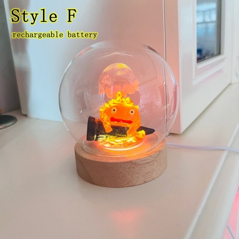 Kawaii Howls Moving Castle Calcifer lámpara de mesa Calcifer Night ...