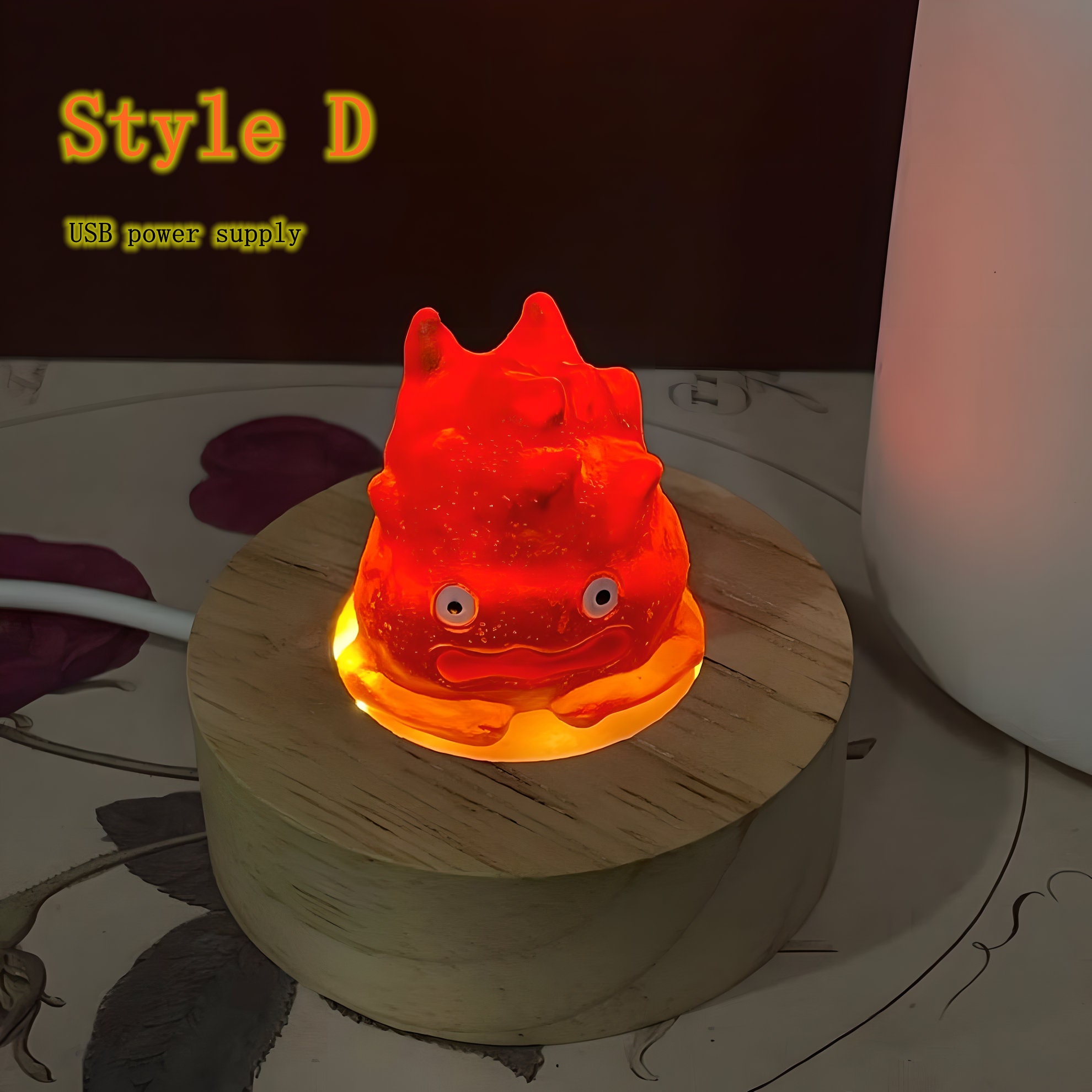 Kawaii Howls Moving Castle Calcifer lámpara de mesa Calcifer Night ...