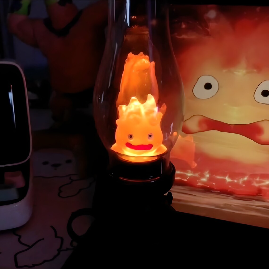 Kawaii Howls Moving Castle Calcifer lámpara de mesa Calcifer Night ...